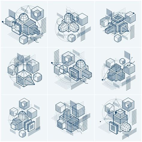 Premium Vector Isometric Abstract Backgrounds With Linear Dimensional Shapes Vector 3d Mesh