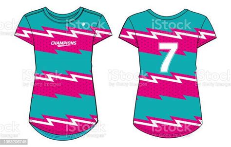 여자 스포츠 저지 티셔츠 디자인 컨셉 일러스트 추상 적인 쉐브론 패턴 라운드 넥 티셔츠 여자 및 여자 배구 저지 축구 배드민턴 축구와 넷볼 스포츠 유니폼 키트 네트볼에 대한