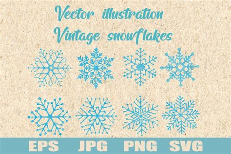 Vector Illustration Vintage Snowflakes