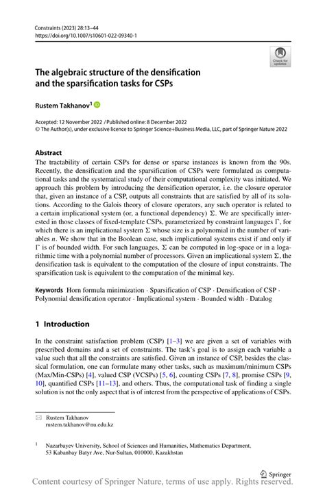 The Algebraic Structure Of The Densification And The Sparsification Tasks For Csps Request Pdf