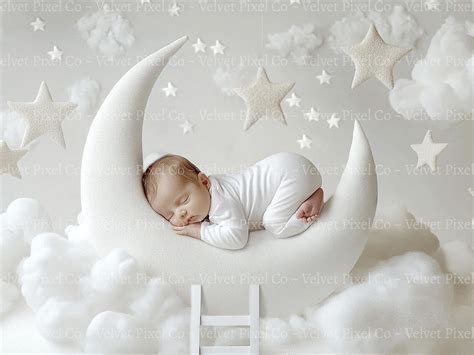 Digital Newborn Backdrop Moon Stars Newborn Digital Background