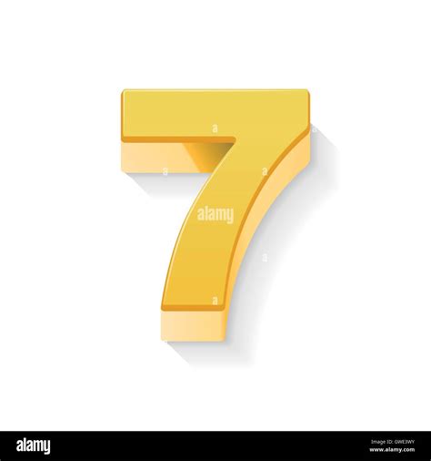 3d Image Shiny Yellow Number 7 Isolated On White Background Stock
