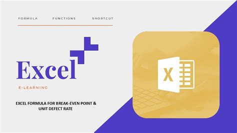 Excel Formula For Break Even Point And Unit Defect Rate Step By Step
