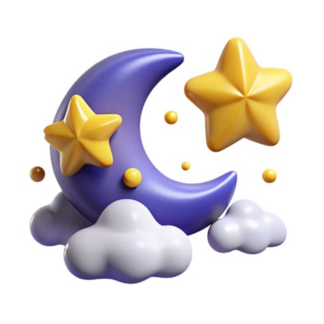 Vibrant Traditional 3d Render Crescent Moon Stars Clouds High Quality