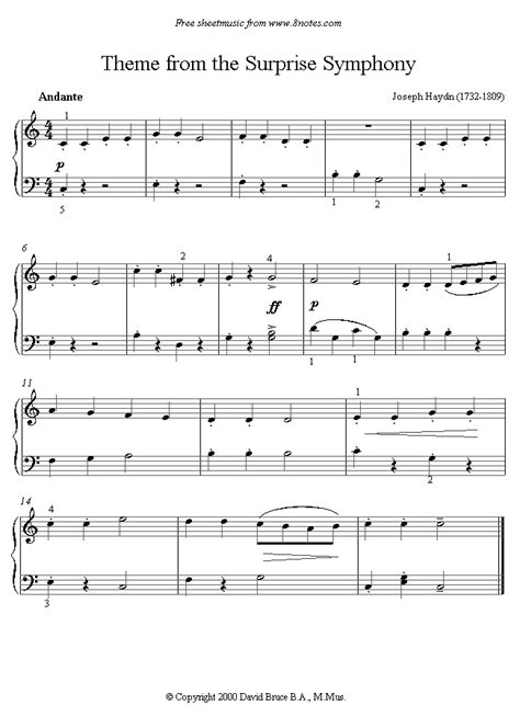 Haydn Suprise Symphony Sheet Music For Piano