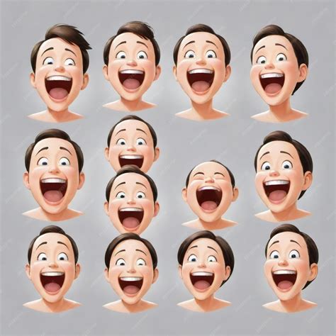 Conjunto Vectorial De Dibujos Animados De Risitas Fondo Blanco Aislado Vector Premium Generado
