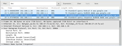 4627 Lab Using Wireshark To Examine A Udp Dns Capture Instructor