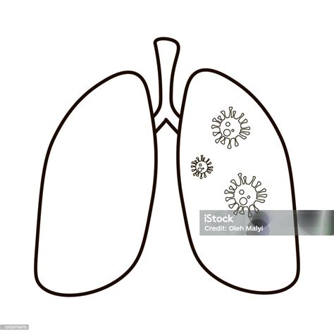 폐 렴 폐 질환 코로나 바이러스 독감 치료 질병의 확산 건강 상의 위험 바이러스의 전염병 윤곽선 벡터 그림입니다 흰색 배경에 격리된 요소입니다 건강관리와 의술에 대한 스톡