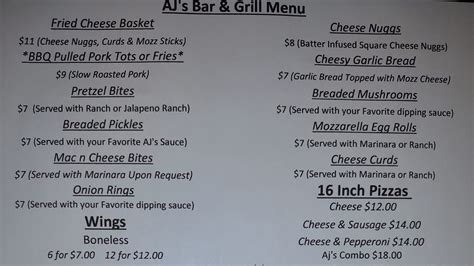 Ajs Bar And Grill Specials Muskego Wi