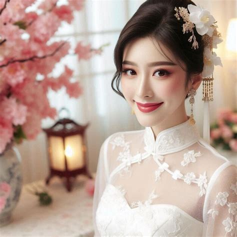 A Chinese Woman In A White Dress Her Beauty A Celebration Of Life