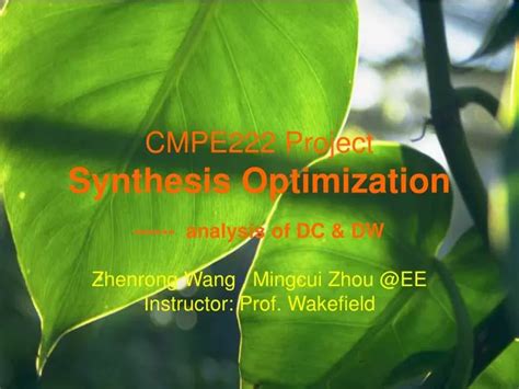 PPT CMPE222 Project Synthesis Optimization PowerPoint Presentation Free Download ID 5573564