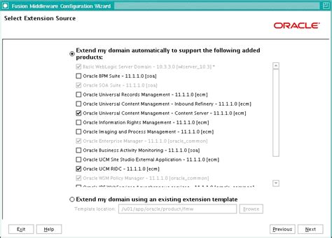 Extending The Domain With Oracle Ucm