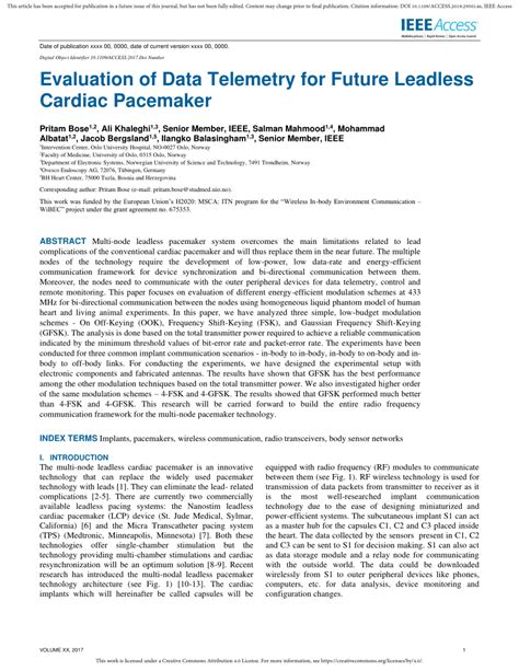 Pdf Evaluation Of Data Telemetry For Future Leadless Cardiac Pacemaker