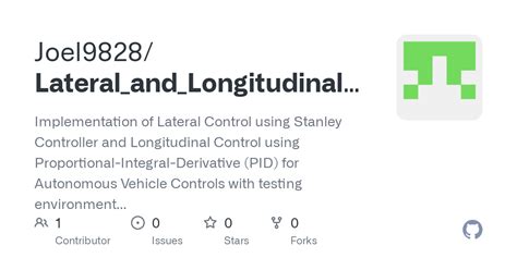 Github Joel9828lateralandlongitudinalcontroller Implementation