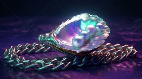 눈에 띄는 암호화 통화 3d 렌더링 및 체인링크 조개 껍질 배경으로 바다의 보물을 발견하세요 물의 배경 껍데기 배경 암호화폐 배경 이미지 Hd 물의 껍데기 암호