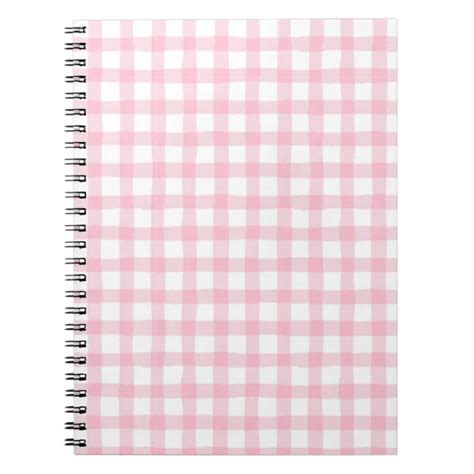 Pastel Pink Plaid Soft Aesthetic Seamless Notebook Zazzle