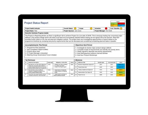 Project Status Report Excel Project Templates