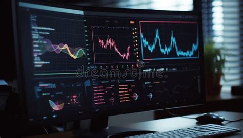 Healthcare Data Analyzed On Computer Monitor With Pulse Wave Pattern Generated By Ai Stock