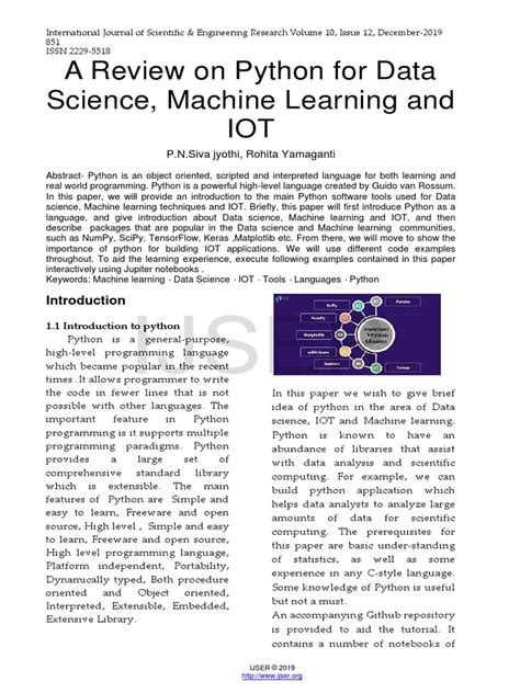 A Review On Python For Data Science Machine Learning And Iot Pdf