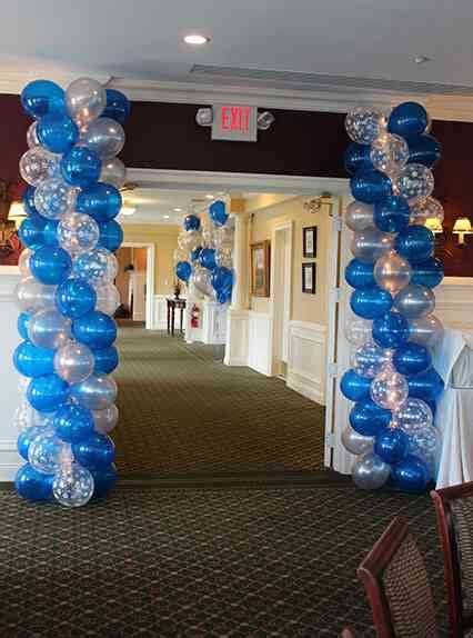 Blue And Silver Balloon Columns Balloon Columns Wedding Balloons
