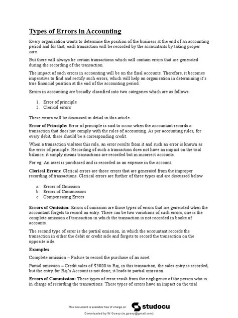 an in depth examination of error types in accounting understanding errors of principle