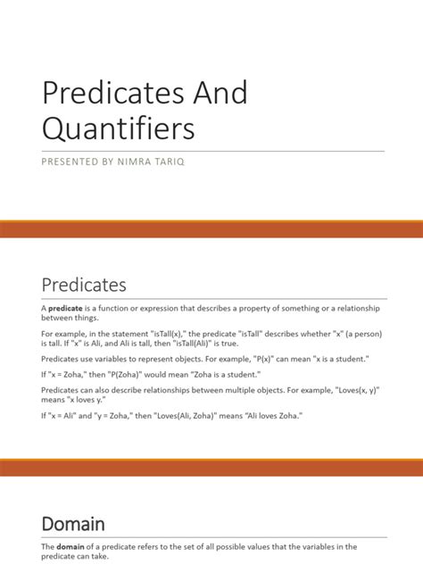 Predicates And Quantifiers 1 Pdf Semiotics Syntax Logic
