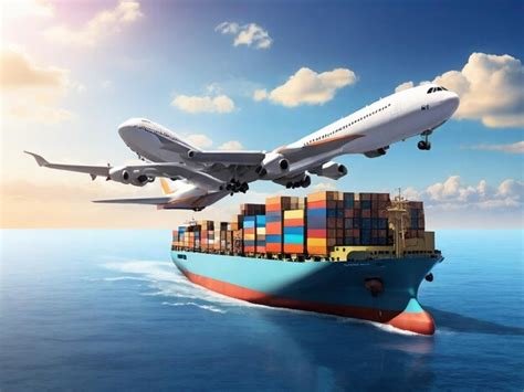 A Plane Is Flying Over A Container Ship And A Container Ship Is Flying