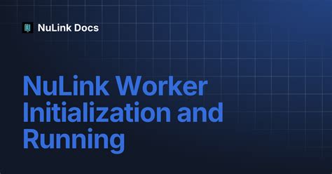 Nulink Worker Initialization And Running Nulink Docs