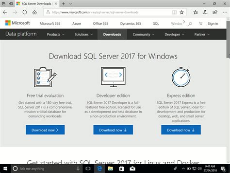 نصب Sql Server 2017 در ویندوز 10 دانلود Sql Server 2017 پی وی لرن
