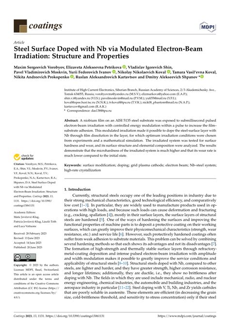 Pdf Steel Surface Doped With Nb Via Modulated Electron Beam