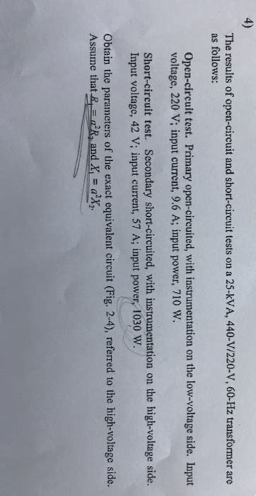 solved 4 the results of open circuit and short circuit