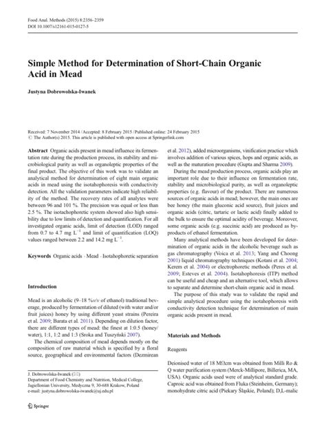 acidic mead pdf detection limit acid