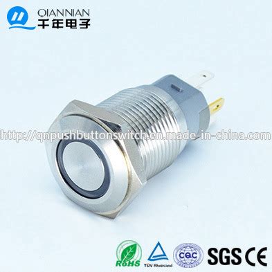 Qn16 F1 16mm Ring Type Momentary Latching Flat Head Push Button Switch Plug And Push Button Switch