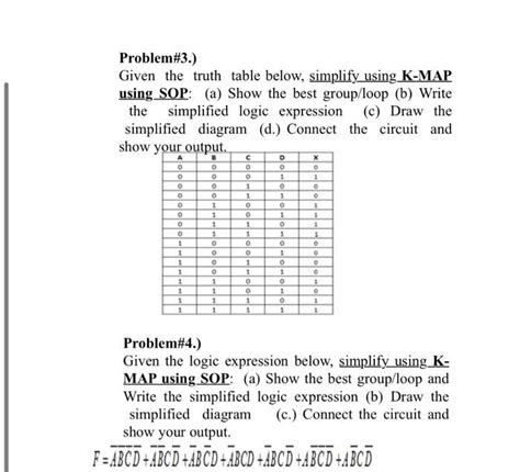 solved problem 3 given the truth table below simplify