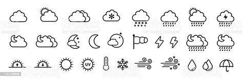 Weather Icons Weather Forecast Line Icon Set Simple Design For