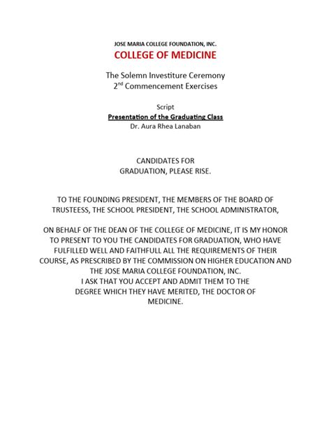 Com Graduation Scripts Pdf Medicine Medical School