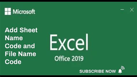 How To Add Sheet Name Code And File Name Code On Excel Worksheet Youtube