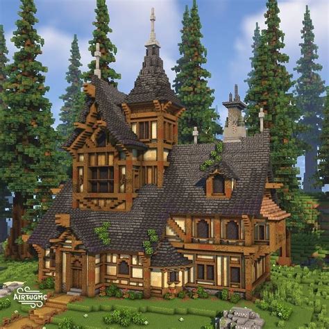 Minecraft How To Build A Large Medieval House Tutorial1 마인크래프트 건축 중세 집 짓기 인테리어 Youtu
