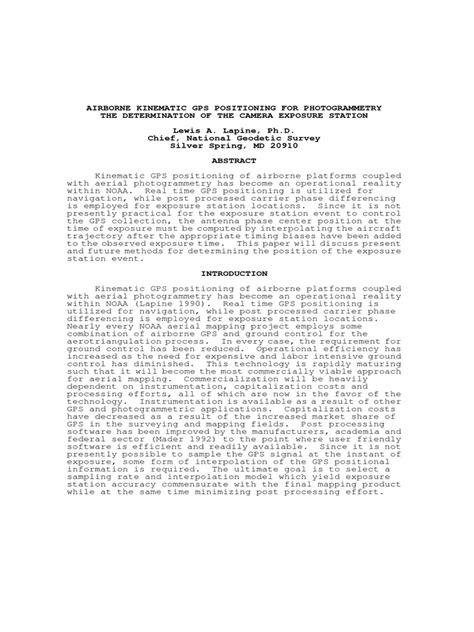 Airborne Kinematic Gpspositioningfor Photogrammetry Pdf Global Positioning System Latitude