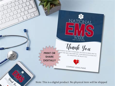 Ems Week Thank You Flyer Canva Template Editable Appreciation Poster