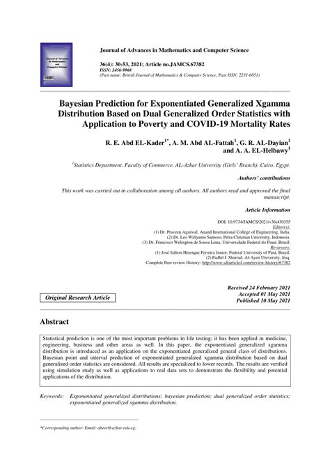 Pdf Bayesian Prediction For Exponentiated Generalized Xgamma Distribution Based On Dual