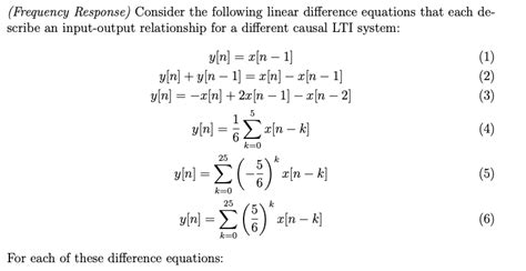 frequency response consider the following linear