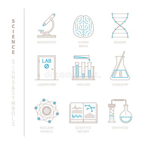 Set Of Vector Science Icons And Concepts In Mono Thin Line Style Stock Vector Illustration Of