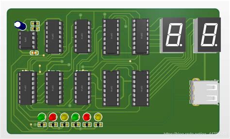 数字交通灯设计（multisim仿真 pcb实物） 交通灯pcb原理图 csdn博客