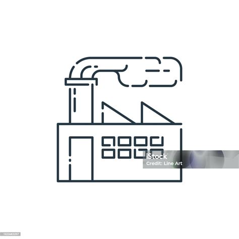 노동일 개념에서 공장 아이콘 벡터 공장 편집 가능한 스트로크의 얇은 선 그림입니다 웹 및 모바일 앱 로고 인쇄 미디어에 사용하기