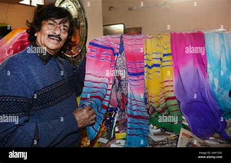 Master Craftsman Mohammed Tayeb Khan With His Leheriya Fabrics Stock