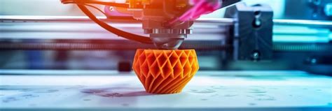 premium photo 3d printer creating a complex orange geometric object