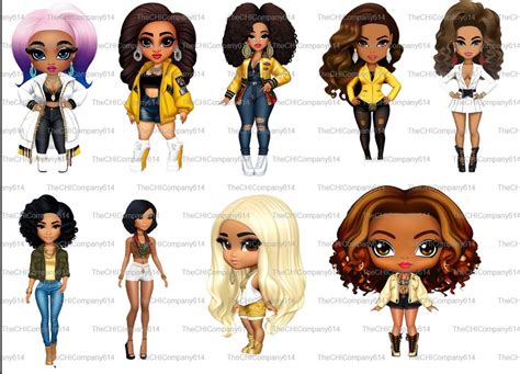 Celebrity Chibi Girl Clipart Png Instant Download Stickers