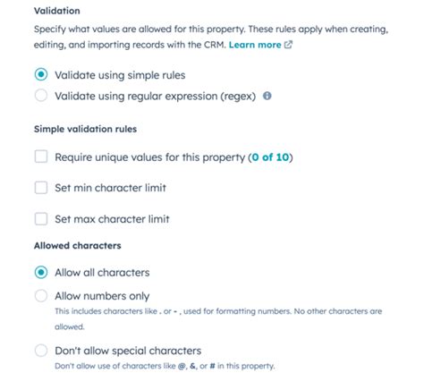 Set Validation Rules For A Property