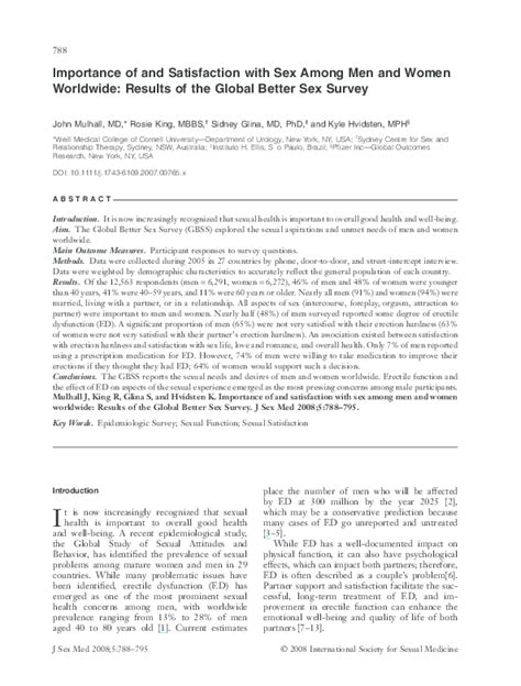 Pdf Importance Of And Satisfaction With Sex Among Men And Women Worldwide Results Of The Pdf Importance Of And Satisfaction With Sex Among Men And Women Worldwide Results Of The